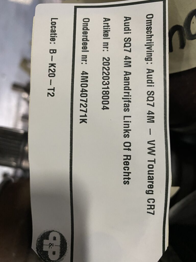 Audi SQ7 4M Drive Shaft Front 4M0407271K