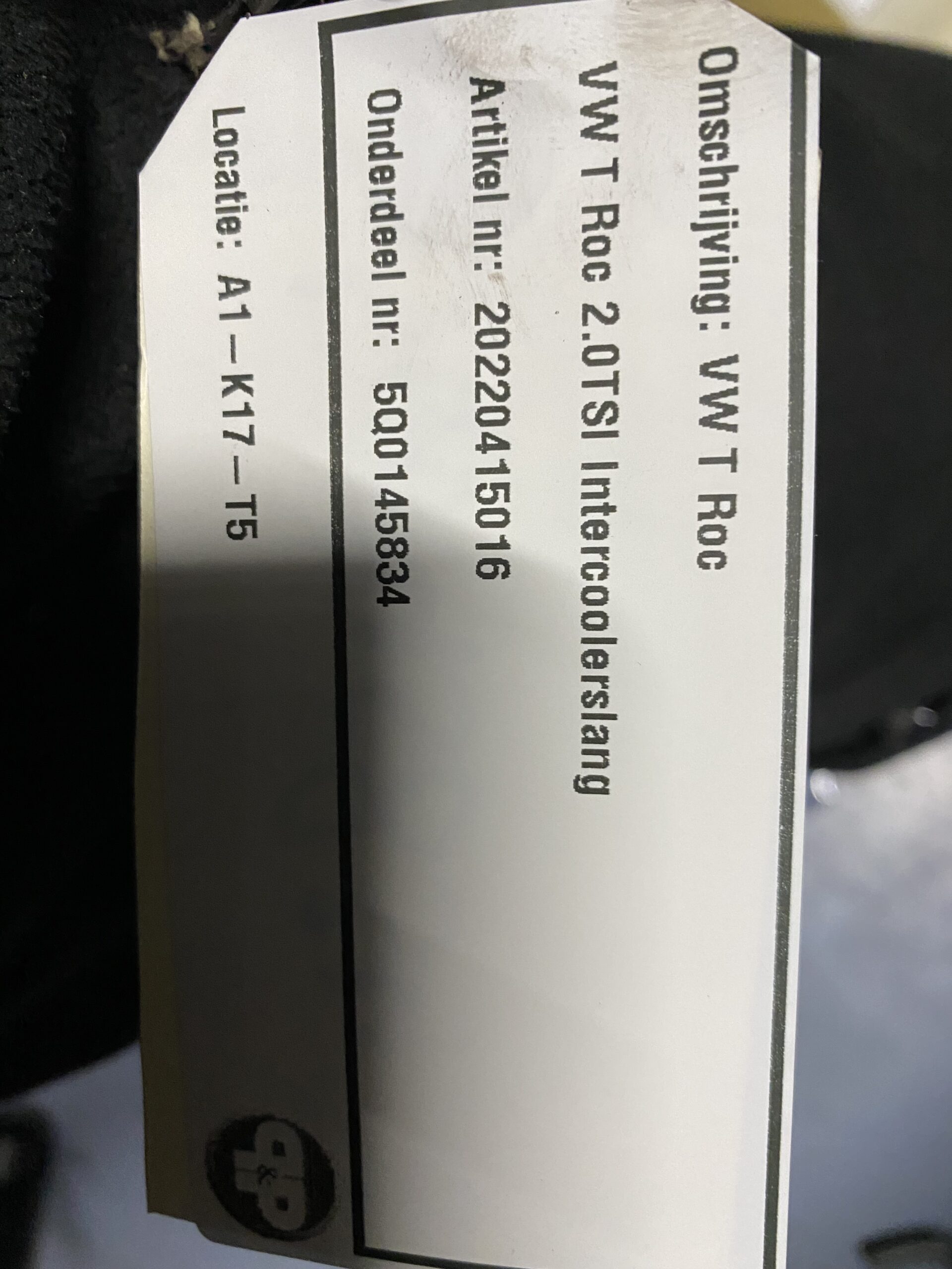 VW T Roc 2.0TSI Intercooler Hose 5Q0145834