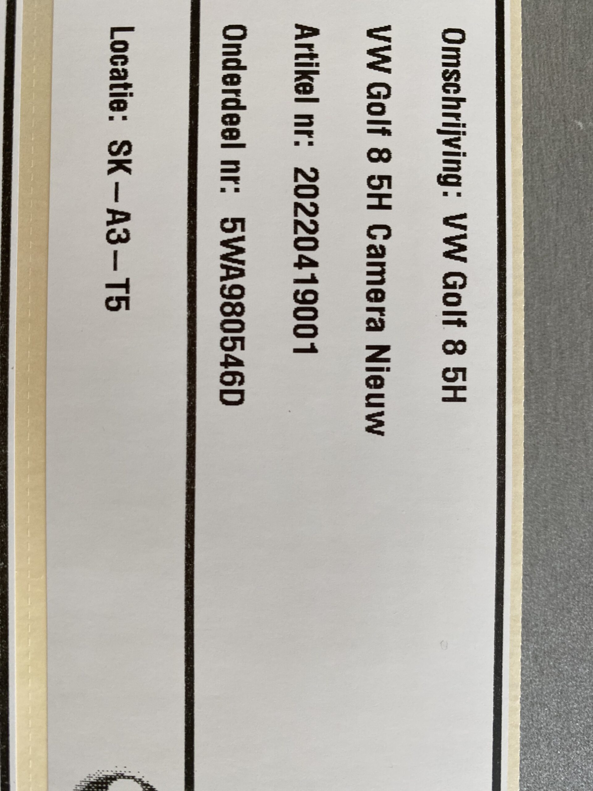 VW Golf 8 5H Camera New 5WA980546D