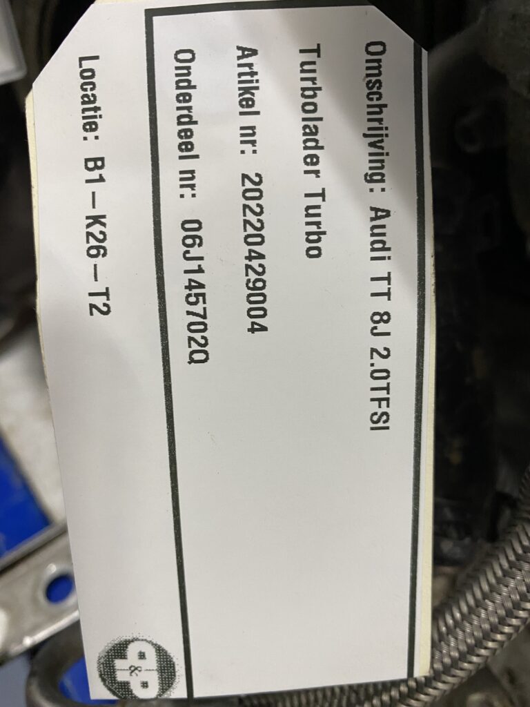 Audi TT 8J Turbocharger Turbo 06J145702Q