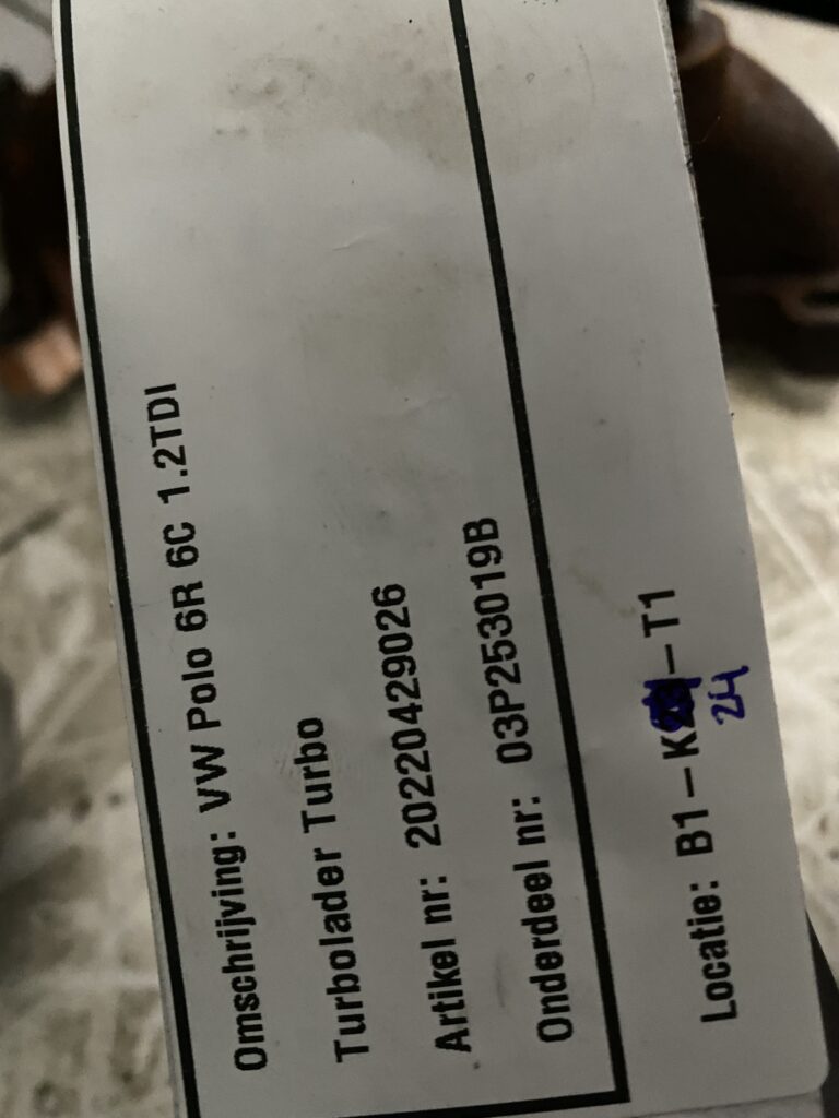 VW Polo 6R 6C Turbocharger Turbo 03P253019B