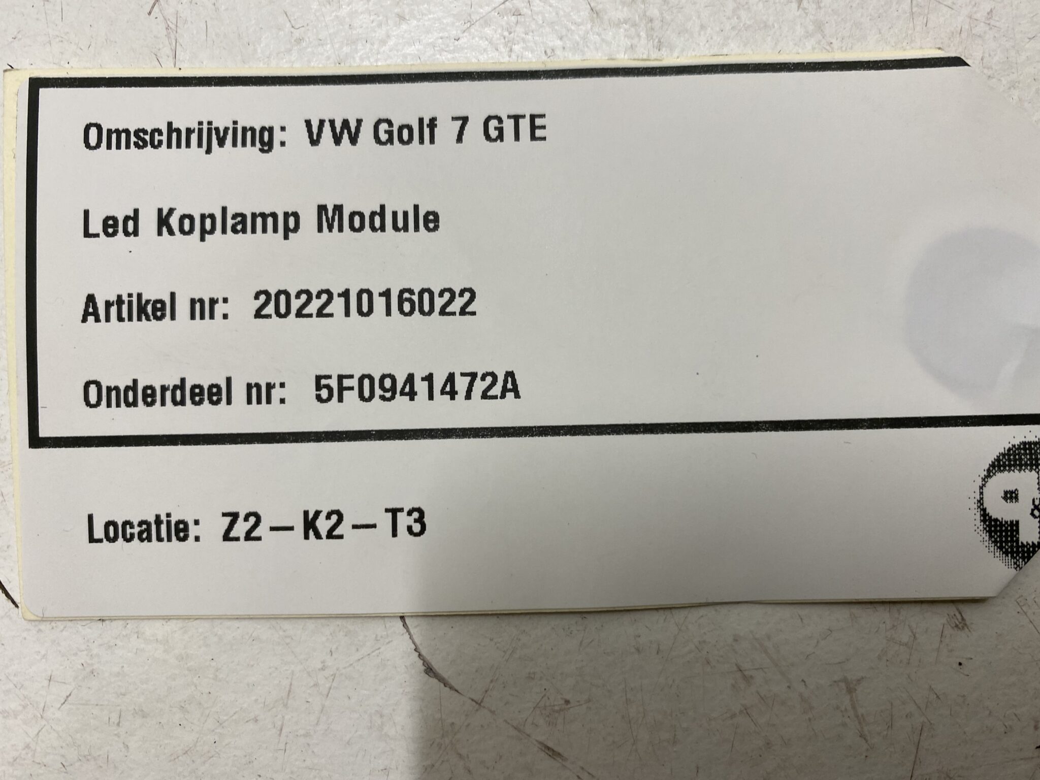 VW Golf 7 GTE Led Headlight Module 5F0941472A